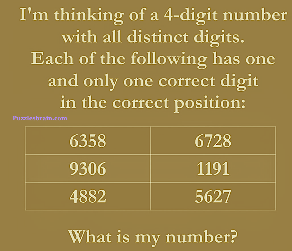 Find 4 digit number brain teaser - PB